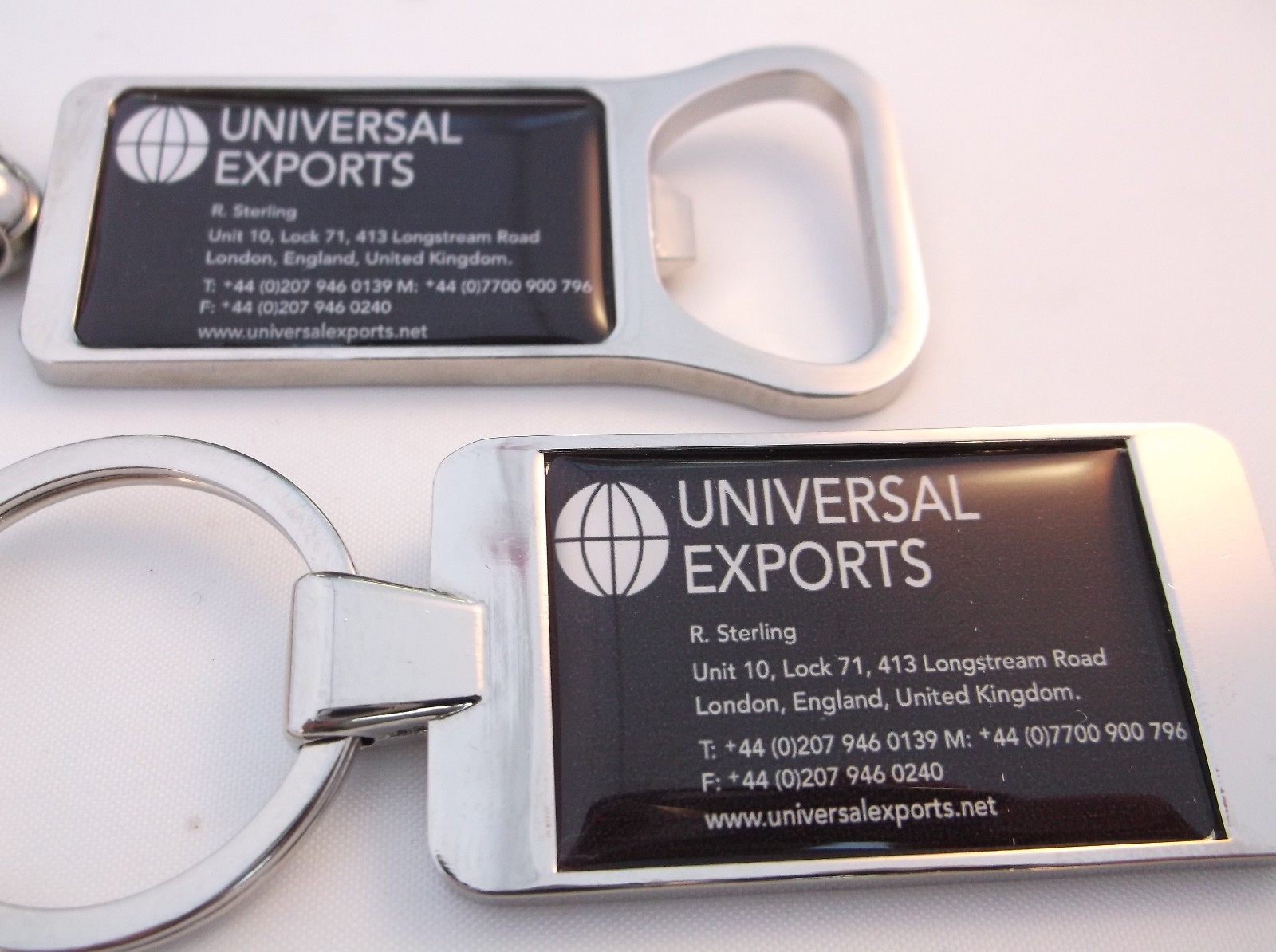 JAMES BOND UNIVERSAL EXPORTS BUSINESS CARD 007 KEY FOB KEYRING BADGE ...