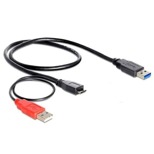 Dual Power USB 3.0 To Micro-B Cable Western Digital WD Seagate LaCie ...