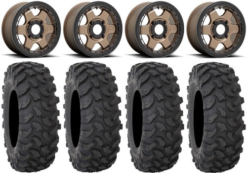 Fuel Block Beadlock 15" Wheels Bronze 30" XTR370 Tires Kawasaki Teryx ...