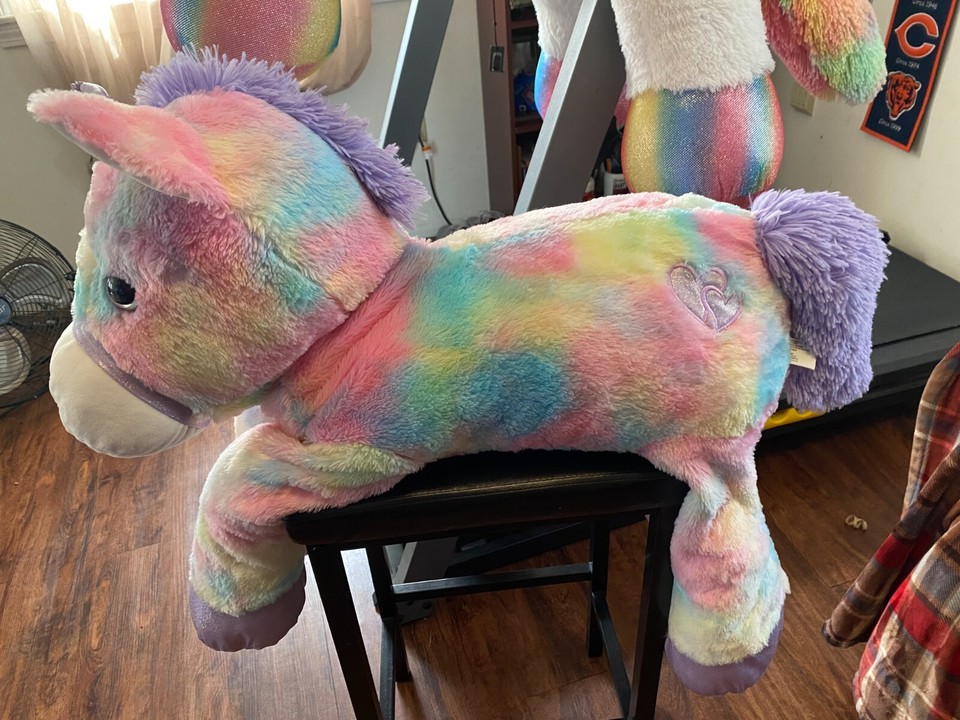 (2) JUMBO PLUSH UNICORNS WHITE RAINBOW PURPLE 49" & 39" STUFFED ANIMAL ...