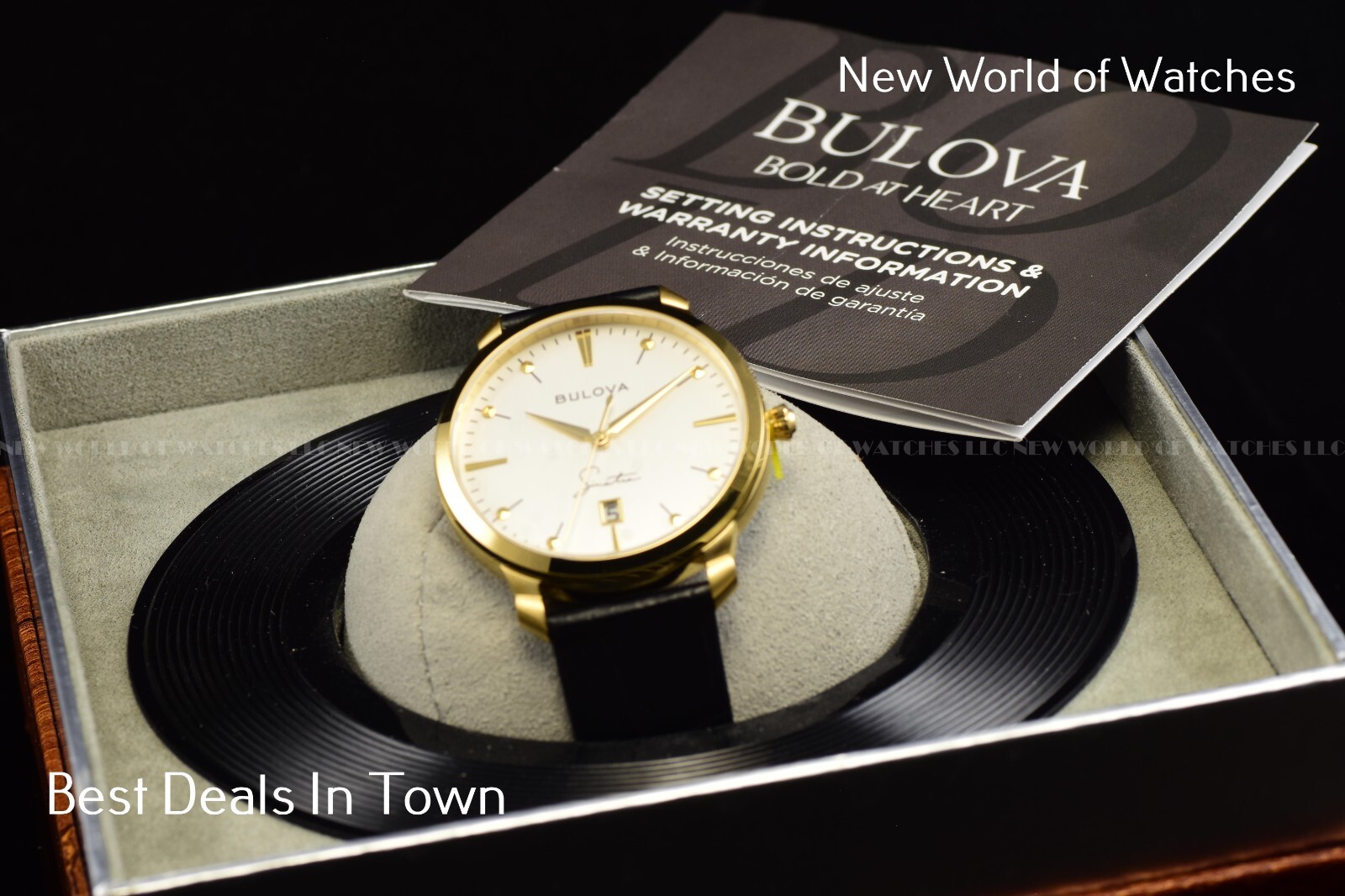 Bulova 97B204 Men's Frank Sinatra Classic Gold Tone Watch Black Leather ...