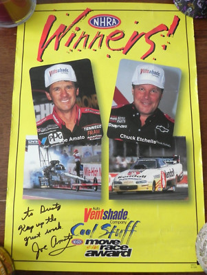 Joe Amato SIGNED Poster Chuck Etchells 1999 Winners NHRA Drag Racing | eBay