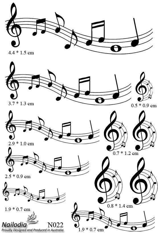 Music Note Nail Art Decal Sticker Water Transfer Slider - Musician ...