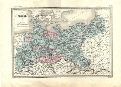 Carta geografica antica PRUSSIA GERMANIA POLONIA Fosset 1840 Old ...