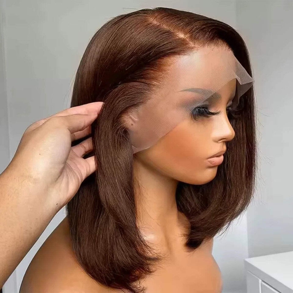 Chocolate Brown Short Bob HD Lace Front Wig | eBay