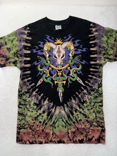 VTG Liquid Blue Ian Bohorquez Skull Snake Tie Dye Shirt XL Grateful ...