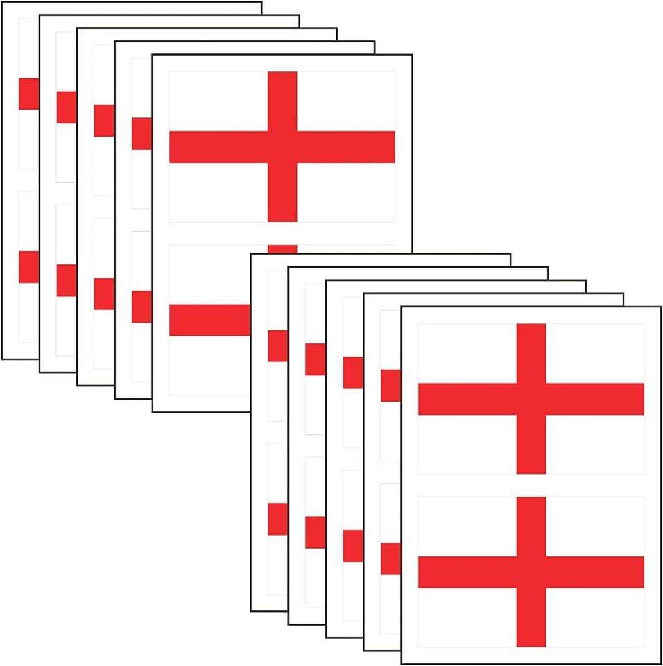 20 Car Decor Flag England St George Day Cross Stickers Decals World Cup ...