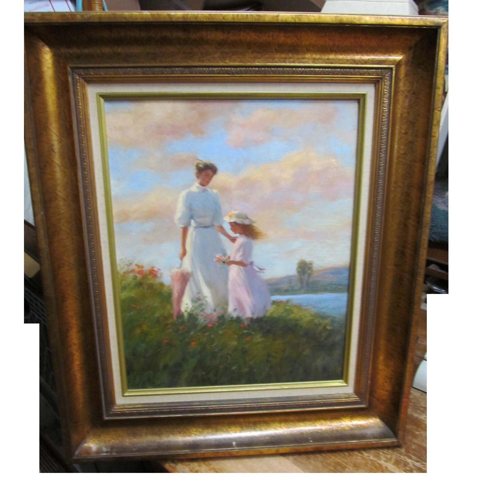Greg F. Harris Oil Painting Impressionist Mother Daughter In The High ...