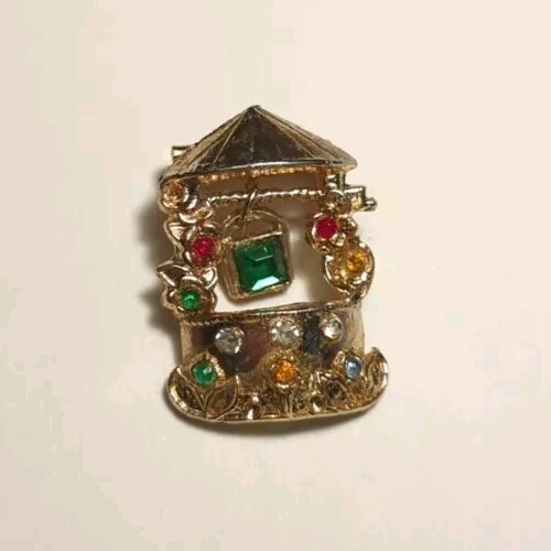 Wishing Well pin brooch tiny Vintage multi color rhinestone 🌟 | eBay