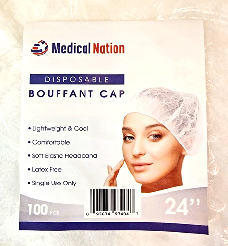 Medical Nation 24" Disposable Pleated Bouffant Caps | Pack of 100 ...