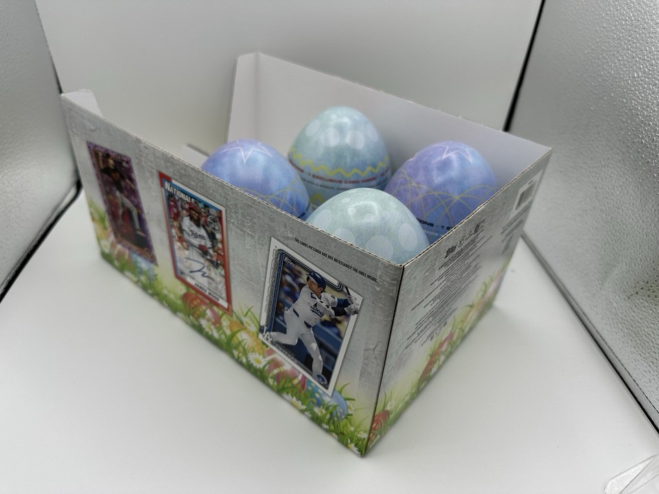 EMPTY DISPLAY 2025 Topps Baseball Easter Egg Series 1 Four Eggs & Shelf ...
