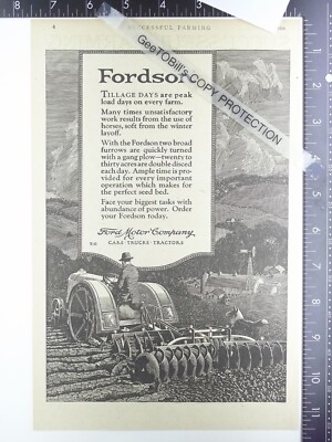 1924 ADVERTISING for Ford Motor Co Fordson Tractor Tillage disk Harrow ...