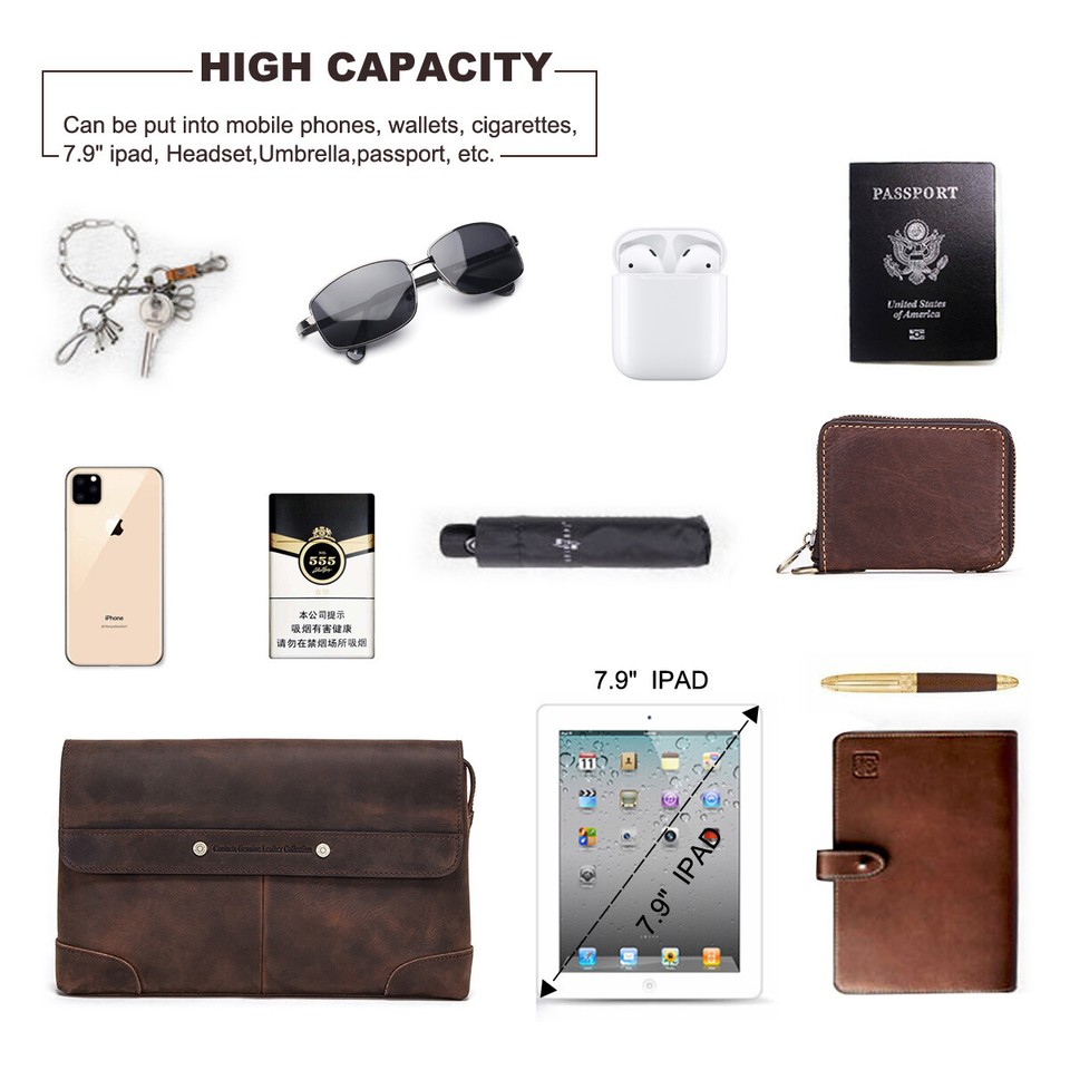 CONTACTS Men's Leather Clutch Bag Wallet Cellphone 12 Card Holder ...