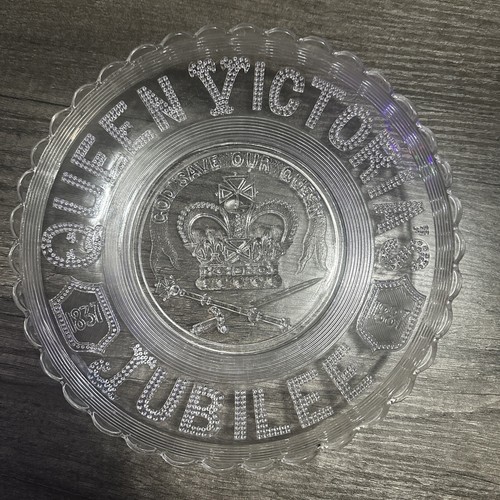 Queen Victorias Jubilee plate 1887 Clear Pressed Glass | eBay