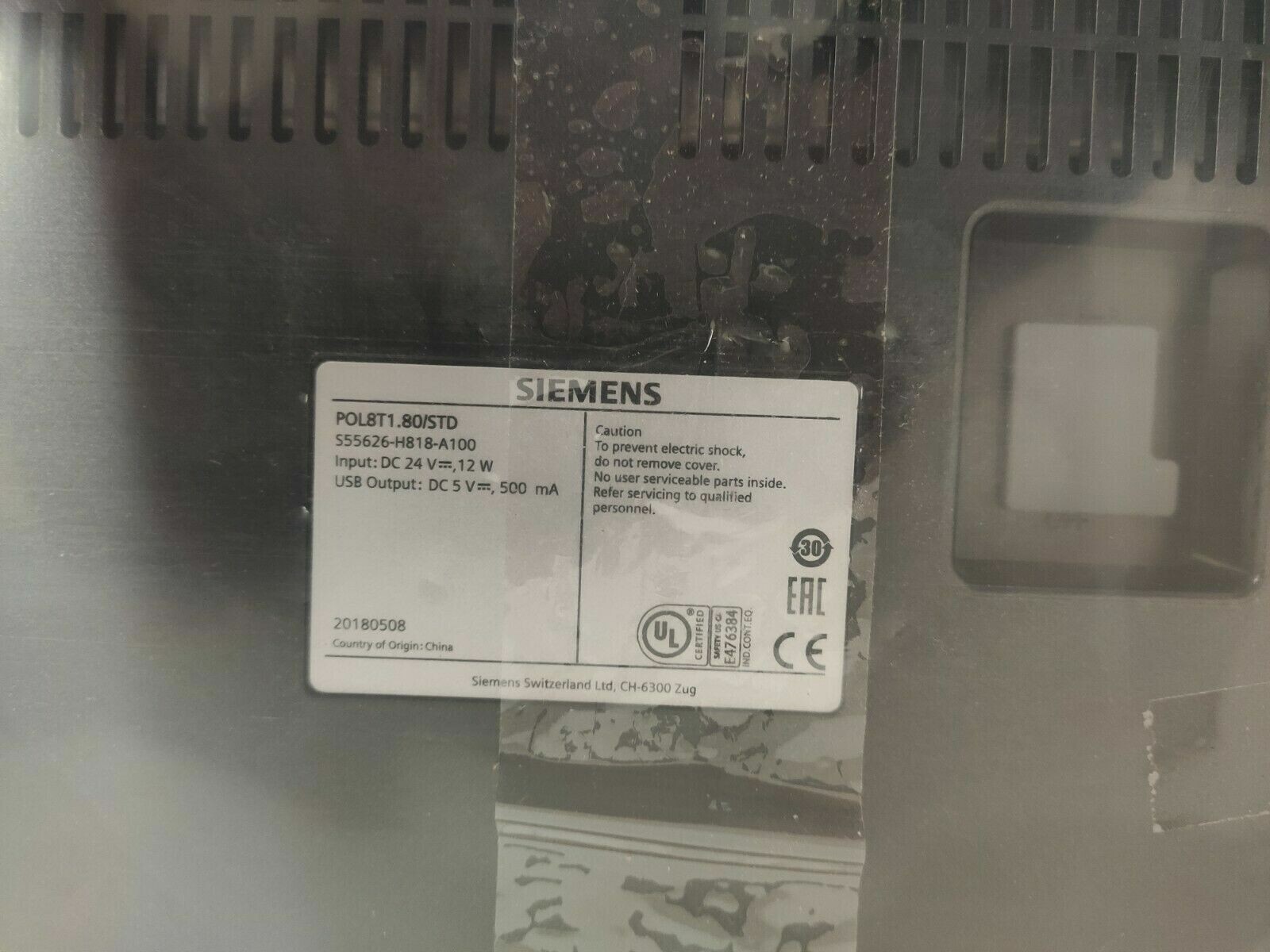 Siemens Climatix Touch panel 12" S55626-H818-A100 - POL8T1.80/STD - UR ...