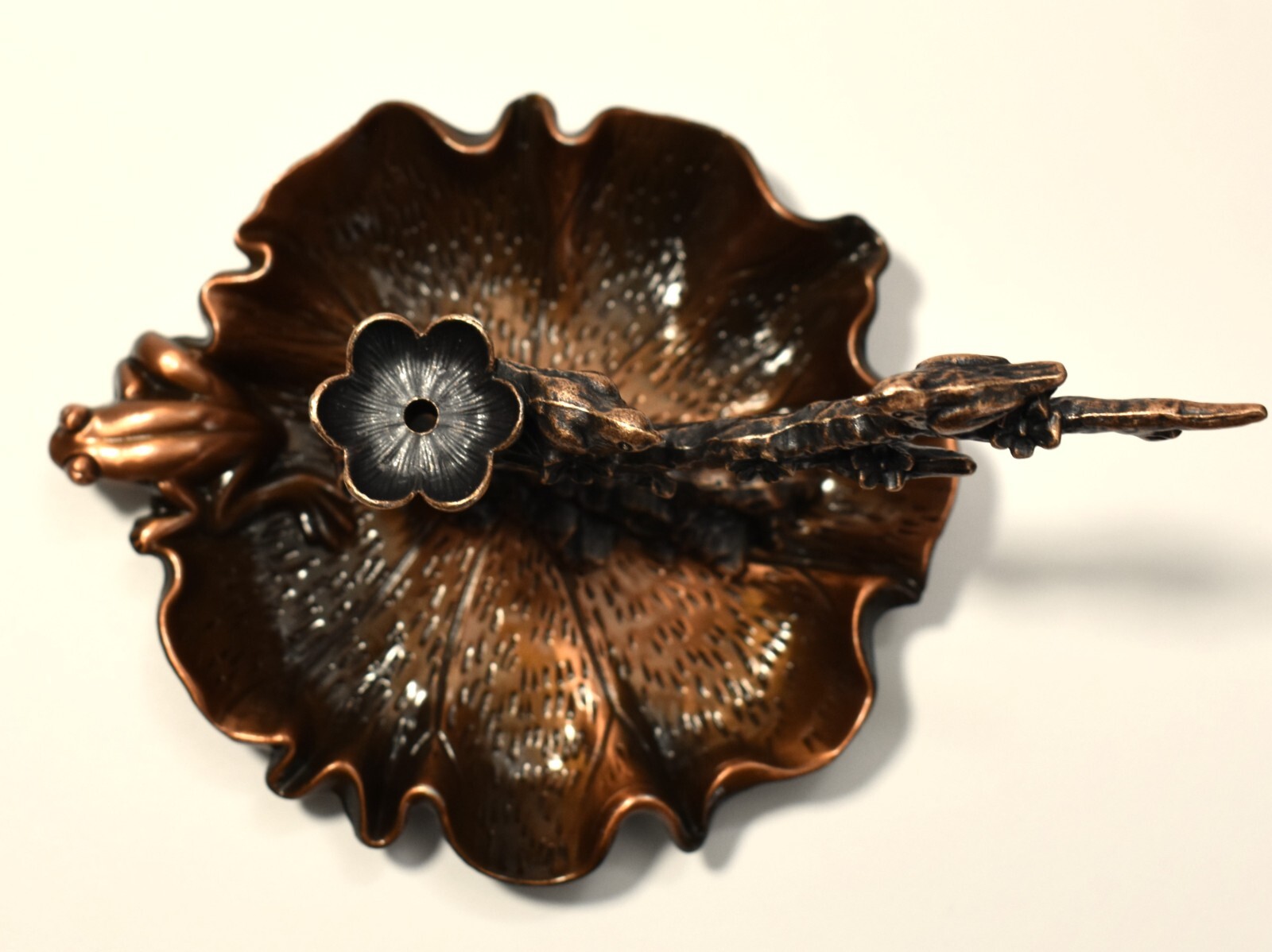 Chinese Rich Prosperous Lotus Incense Burner Censer, Tray Handmade Moon ...