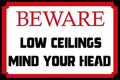 Warning Beware Mind Your Head Retro Style Metal wall sign plaque, low ...