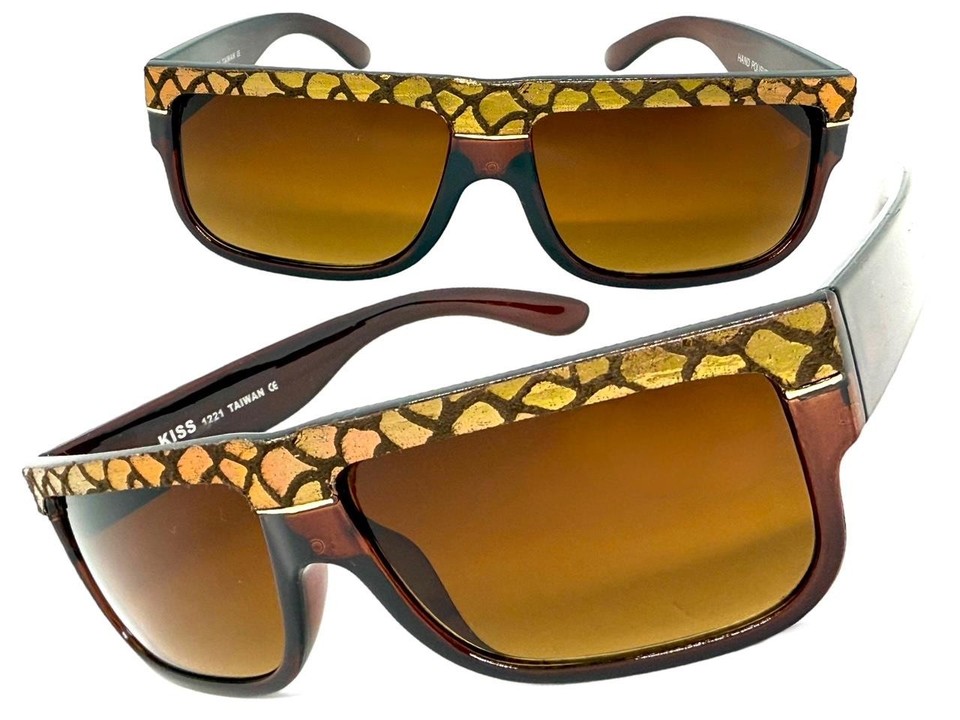 Classic Vintage Retro Hip Hop Rapper Pimp Style SUNGLASSES Brown ...