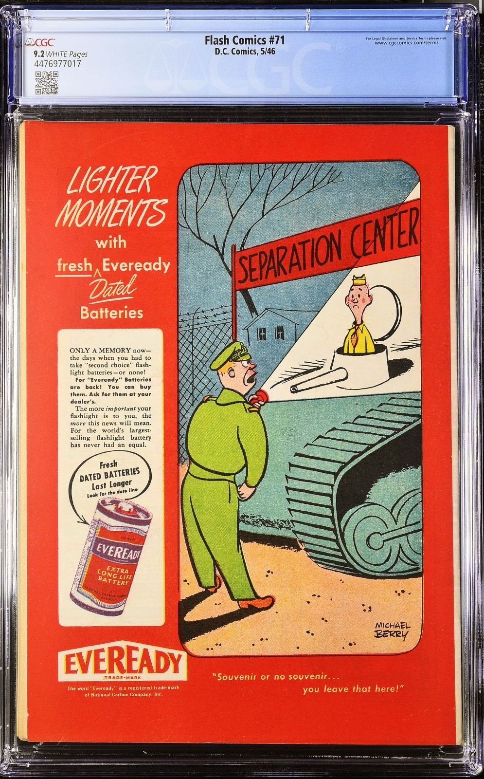 1946 FLASH COMICS #71 CHRISTINE FARRELL COMPLETE D.C. COLLECTION CGC 9. ...