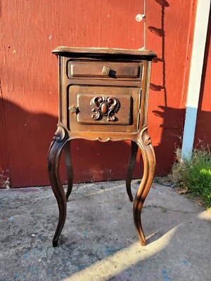 Antique Walnut Hand Crafted Chamber Pot Side Table With Marble Top ...