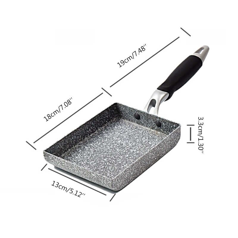 Japanese Omelette Rectangle Frying Pan Non-Stick Tamagoyaki Rolled ...