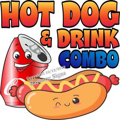 Hot Dog & Drink Combo DECAL (Choose Your Size) Food Truck Concession ...