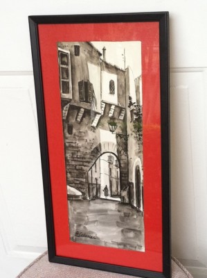1970's A. Colomer (Spanish) Black & White Watercolor Painting of a ...