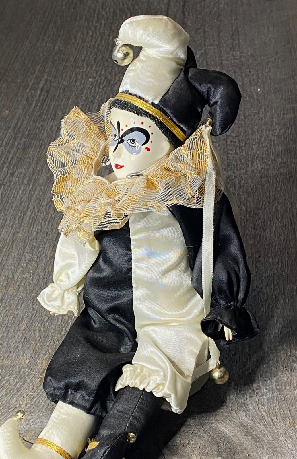 Vintage Brinns Porcelain Face Hands Clown Jester Doll Black & White ...