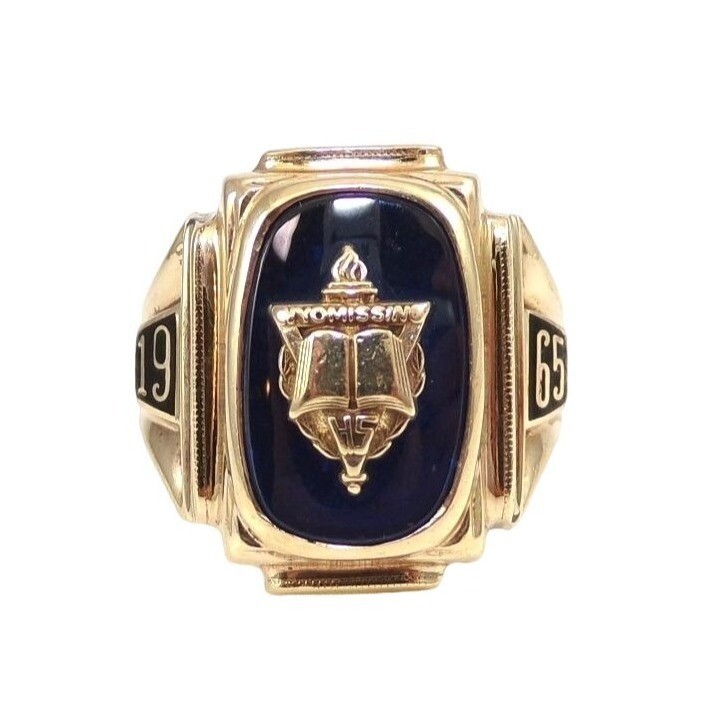 Vintage 1965 Vietnam Era Solid 10K Yellow Gold Blue Topaz Class Ring ...