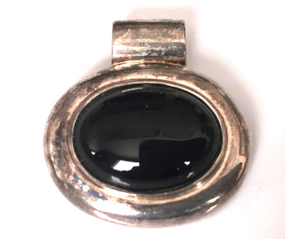 Vtg Necklace Pendant MARKED FAS 925 STERLING SILVER Black Jewelry lot y ...