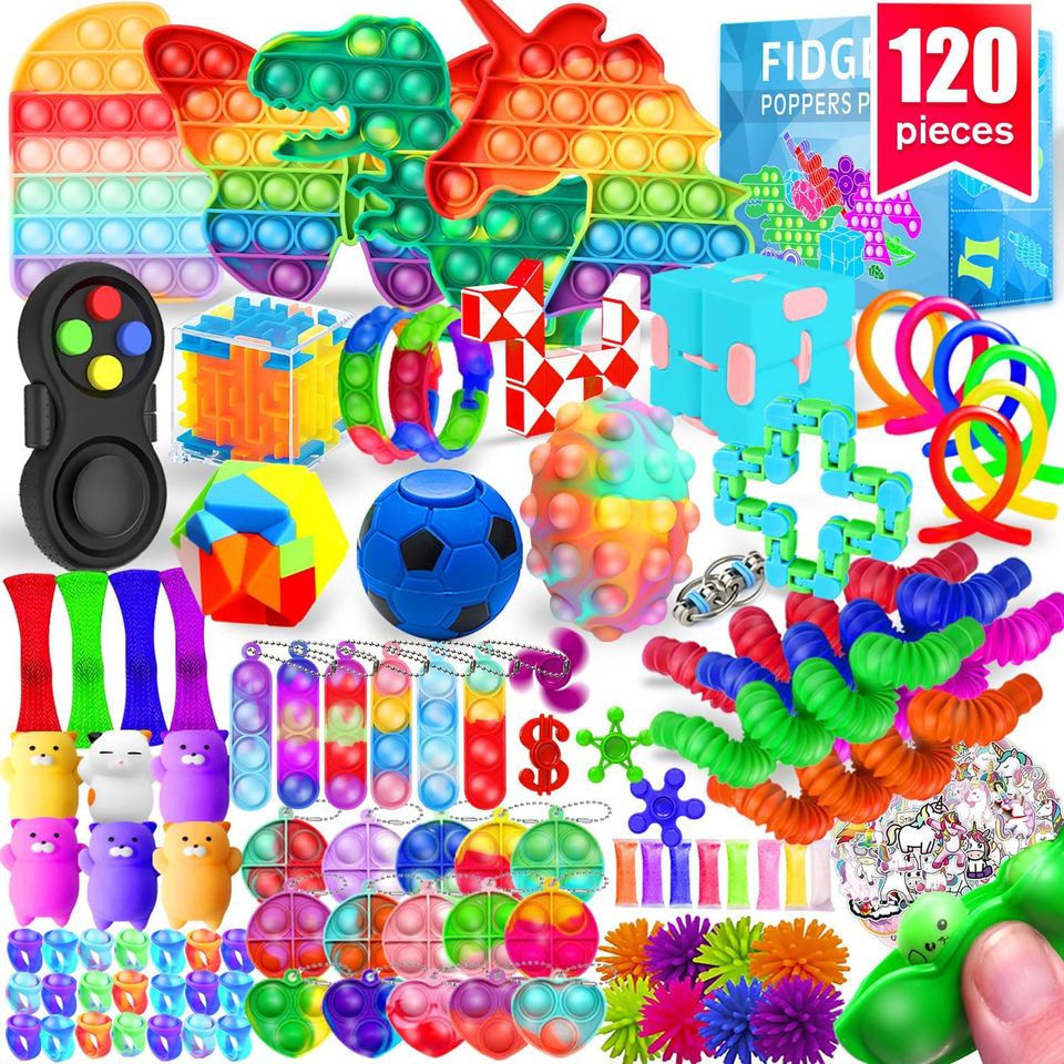 Fidget Toys, 120 Pack Fidgets Set Stocking Stuffers for Kids Party ...