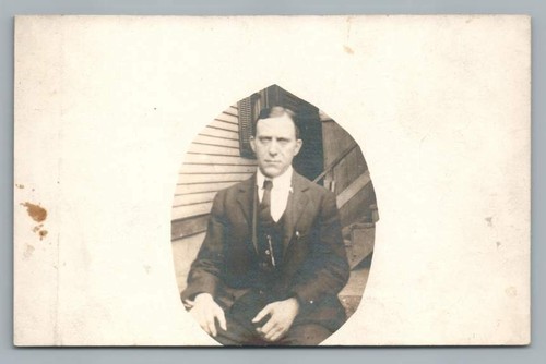 Gruff-Looking Man CHICAGO Antique Illinois RPPC Portrait Photo Postcard ...