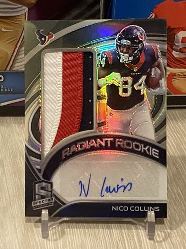 2021 Spectra Nico Collins RPA /99 Silver Prizm 3 Color Rookie Patch ...