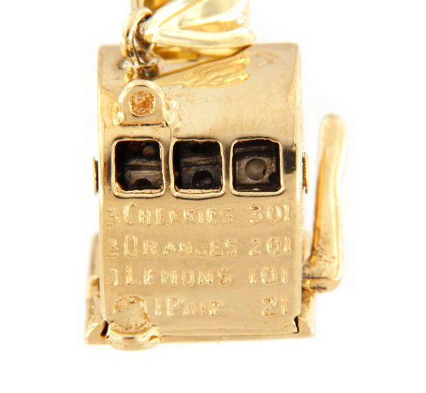 14kt Yellow Gold Unisex Vintage Slot Machine Charm Pendant 7/8" | eBay