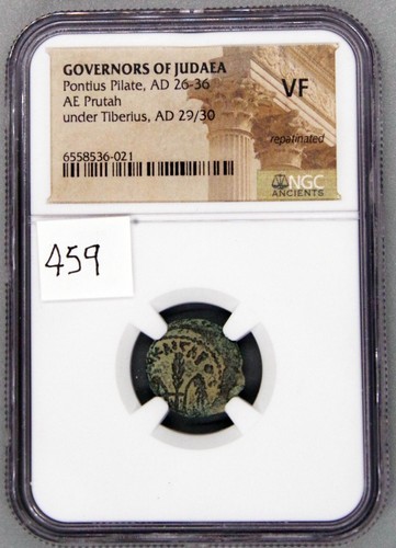 Pontius Pilate, Prutah, NGC VF, Tiberius, AD/30/31, Time Christ ...