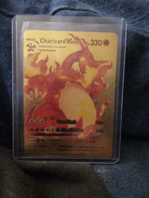 Pokemon Card first edition Charizard and vmax Charizard both gold cards ...