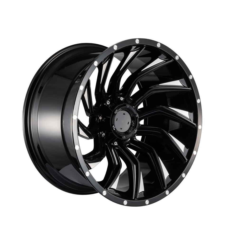 22 X 12 In Gloss Black Milling Wheels Rim 5x135 / 5x139.7 Wheel ET -44 ...