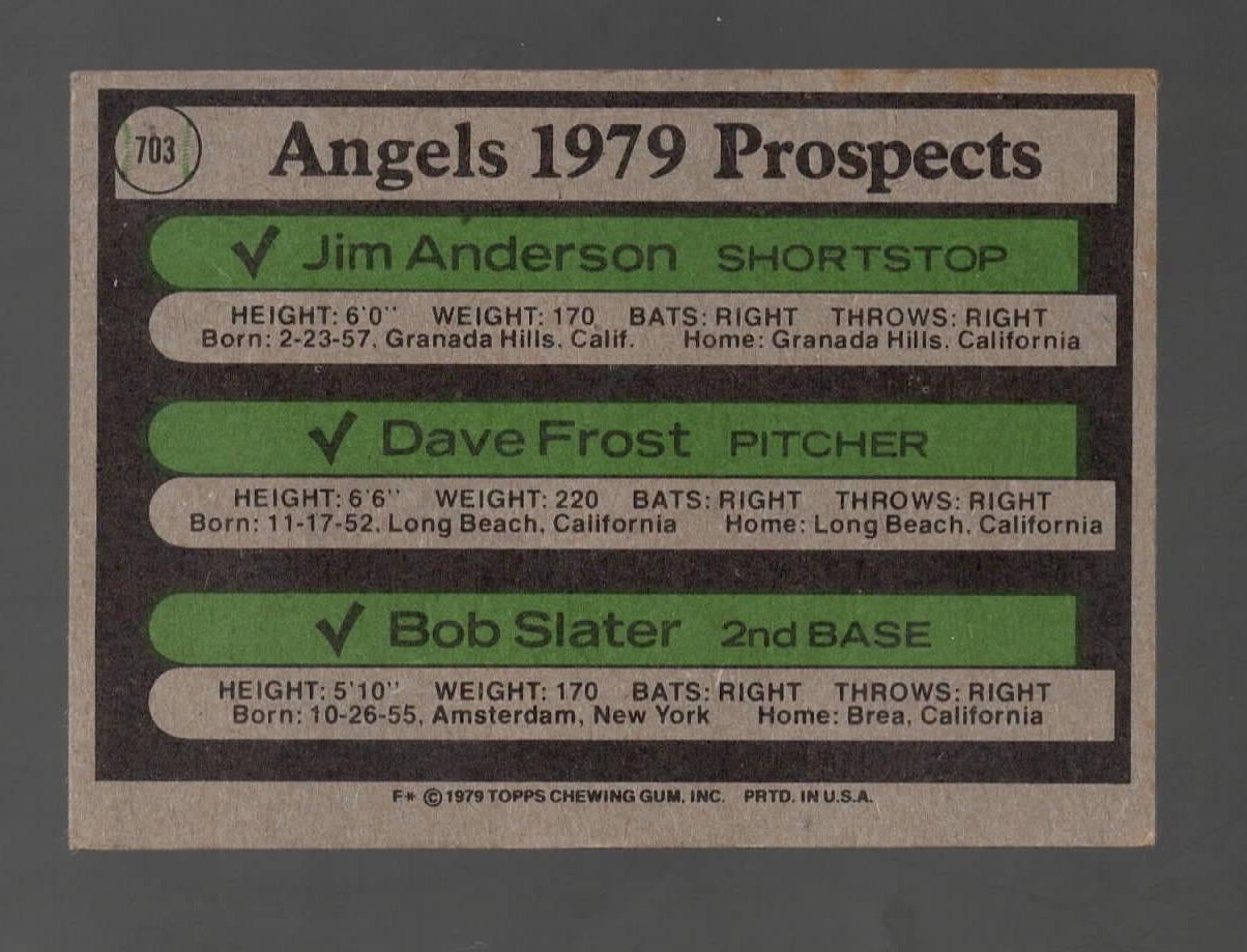 1979 Topps Angels Prospects (Jim Anderson / Dave Frost / Bob Slater ...