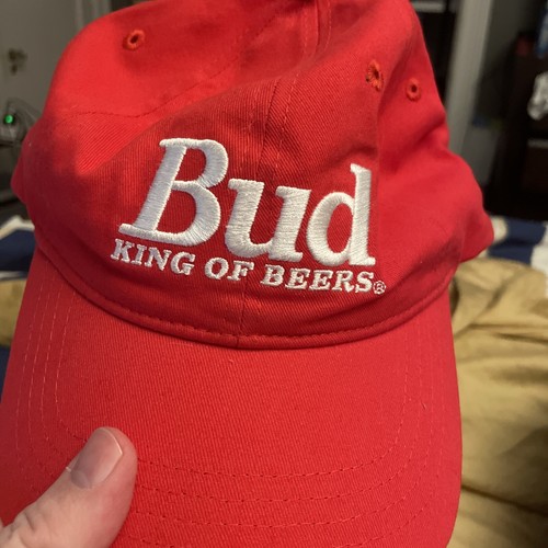 Bud King of Beers Cap Hat Snapback Red Adjustable | eBay