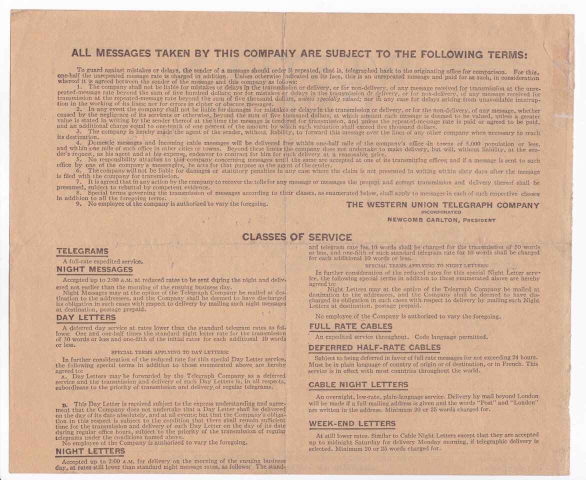 Historic 1933 Telegram Mrs Hoover Launch of Aircraft Carrier USS Ranger ...
