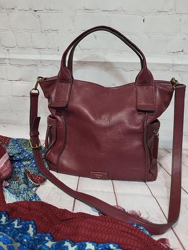 Fossil Purse Wine Color Large Purse Crossbody & Top Handles Nice ...