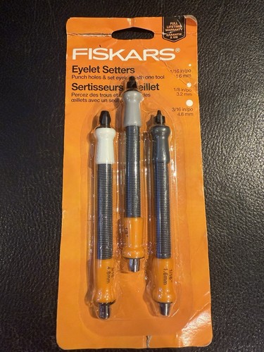 NEW Fiskars Eyelet Setter Set -Punch Holes Set Eyelets Tool 1/16", 1/8 ...