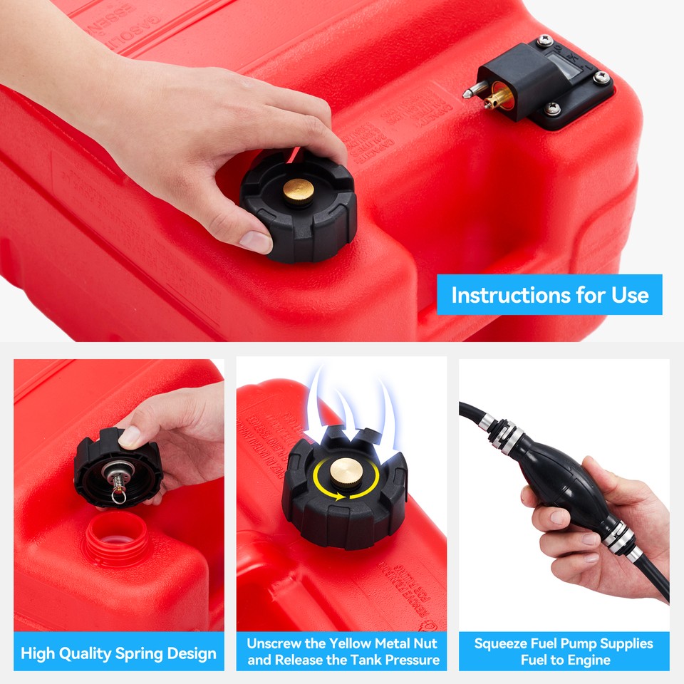 24 L / 6 Gallon Boat Fuel Tank Portable Marine Outboard Boat Gas Tank ...