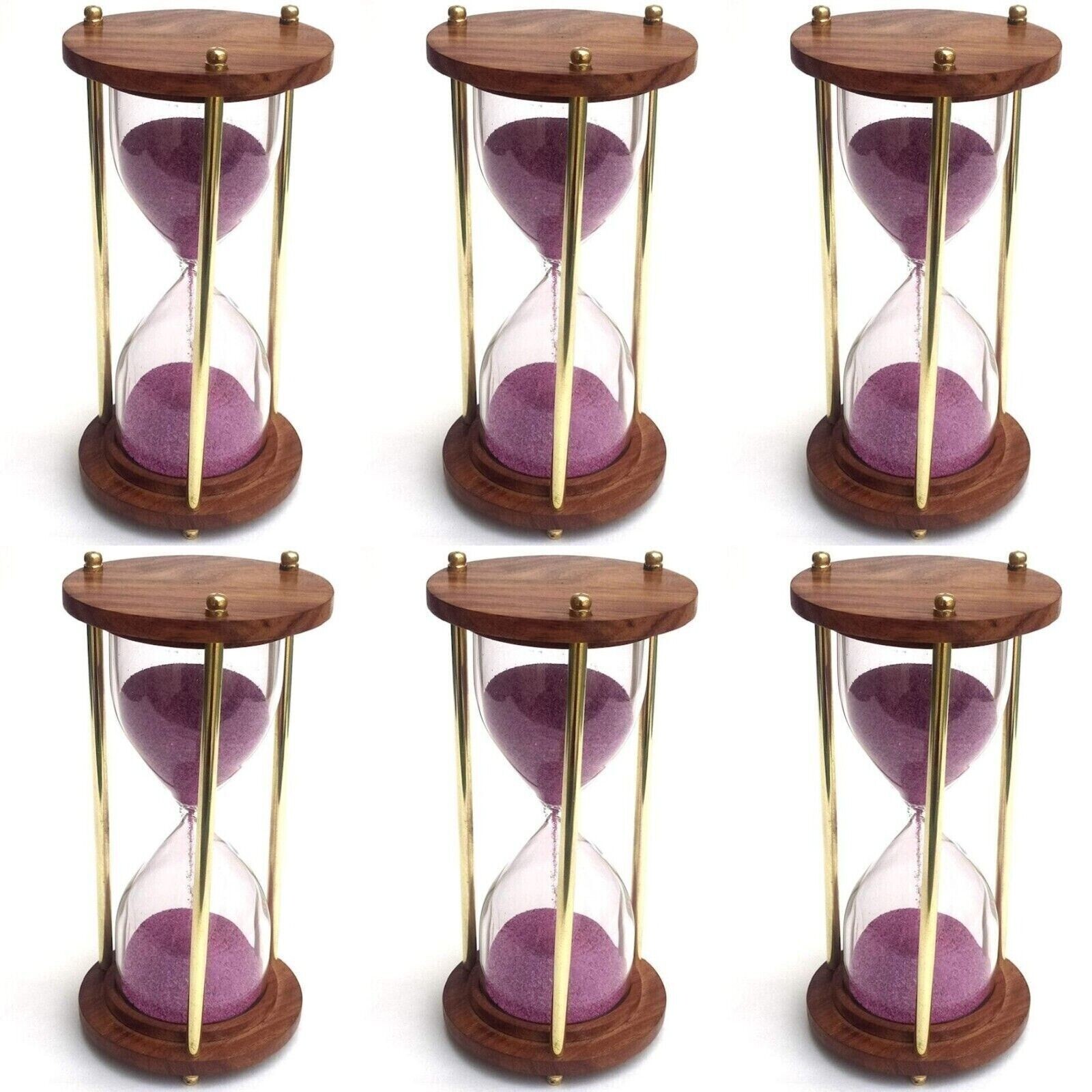 Set of 12 Wood sand timer 5 minute sand clock hourglass 6" nautical ...