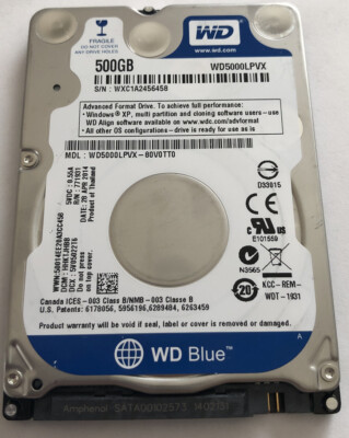 WD5000LPVX-80V0TT0 Western Digital Blue, 500GB, Internal, 5400RPM, 2.5 ...
