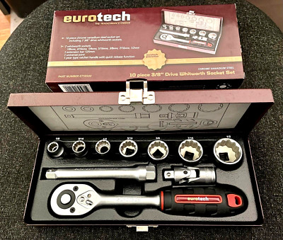 Eurotech Whitworth Socket Set 10 Piece 3/8in Drive BSW BSF Imperial 1/8 ...