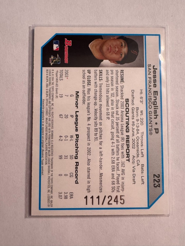 2004 Bowman - First Year Jesse English #223 (RC) /245 | eBay