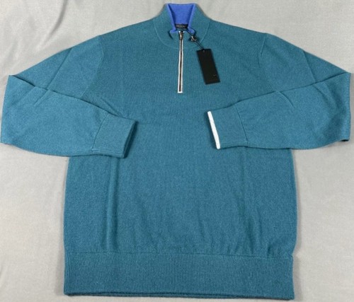 $285 Greyson Cashmere Golf Sweater Sebonack 1/4 Zip Large Fiddle Green ...