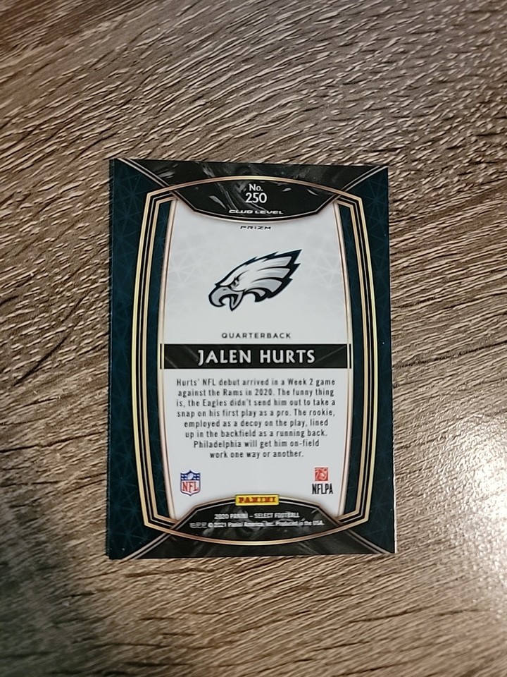 2020 Panini Select Club Level Silver Prizm #250 Jalen Hurts Rookie (RC ...