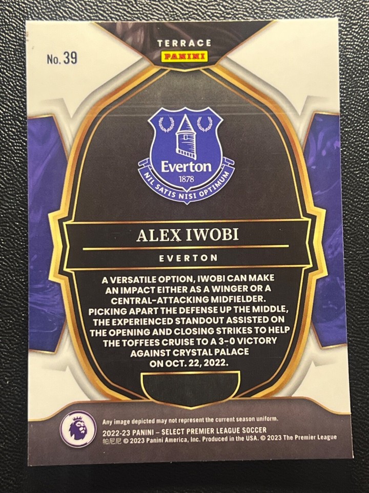 22-23 Select Premier League Soccer Base Terrace #39 Alex Iwobi ...